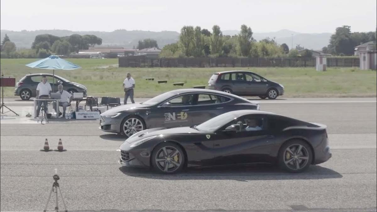 Tesla Model S shames Ferrari F12 in a drag race - Tesla Oracle
