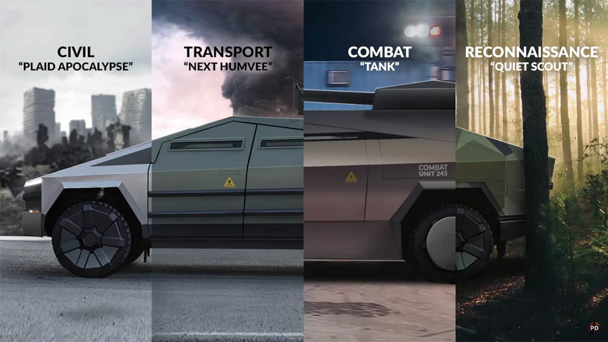 Artist imagines Apocalypse era civilian and military Cybertrucks ...