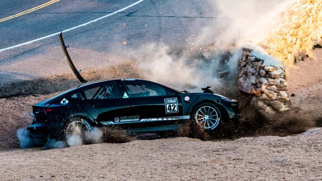 Unplugged Tesla Model 3 crashes at Pikes Peak (pics, videos) - Tesla Oracle