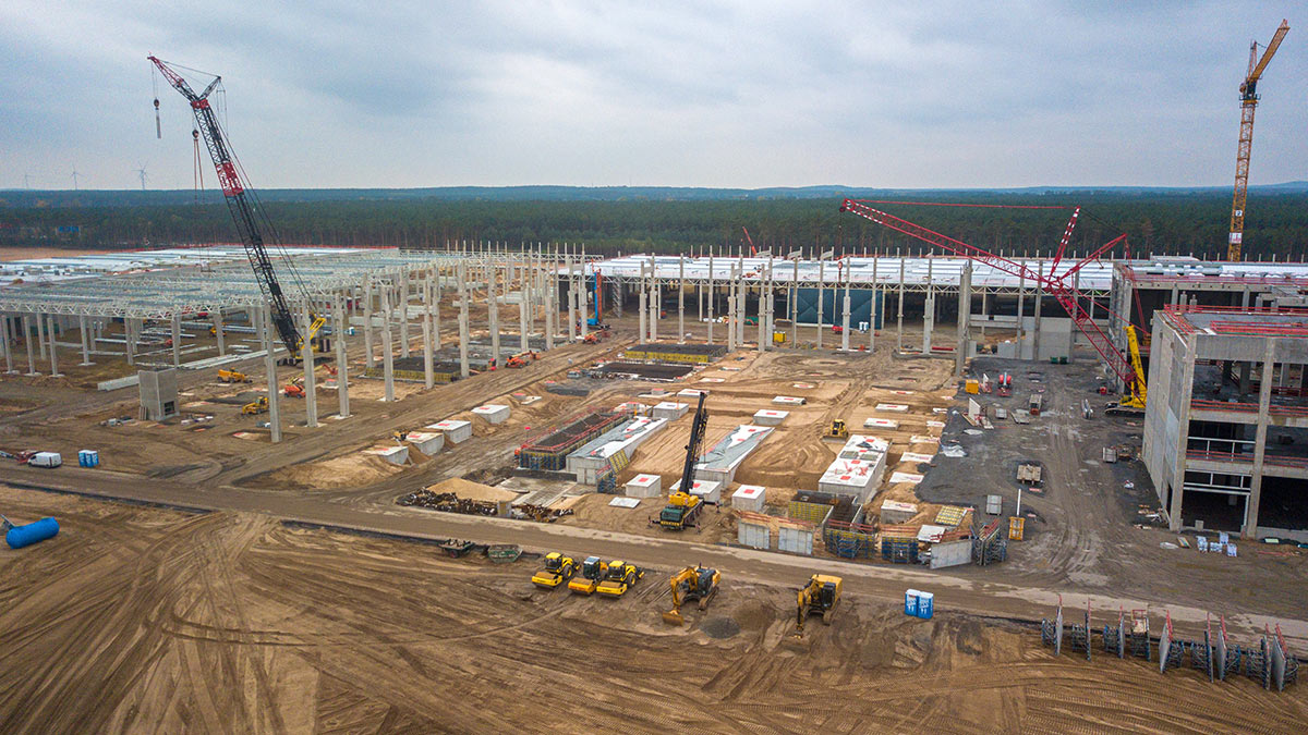 Footings for the Giga Casting machines at Giga Berlin are being ...