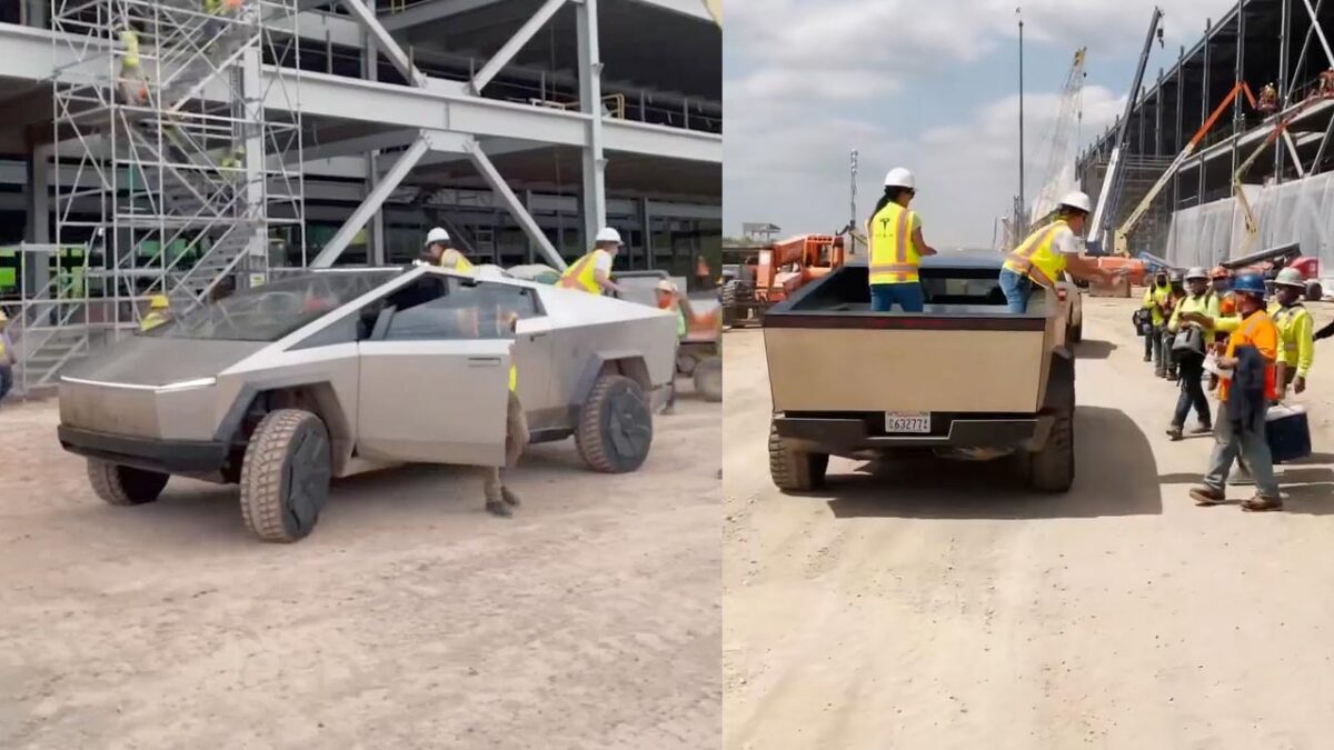 Giga Texas construction moments: Tesla Cybertruck as an ice cream truck ...