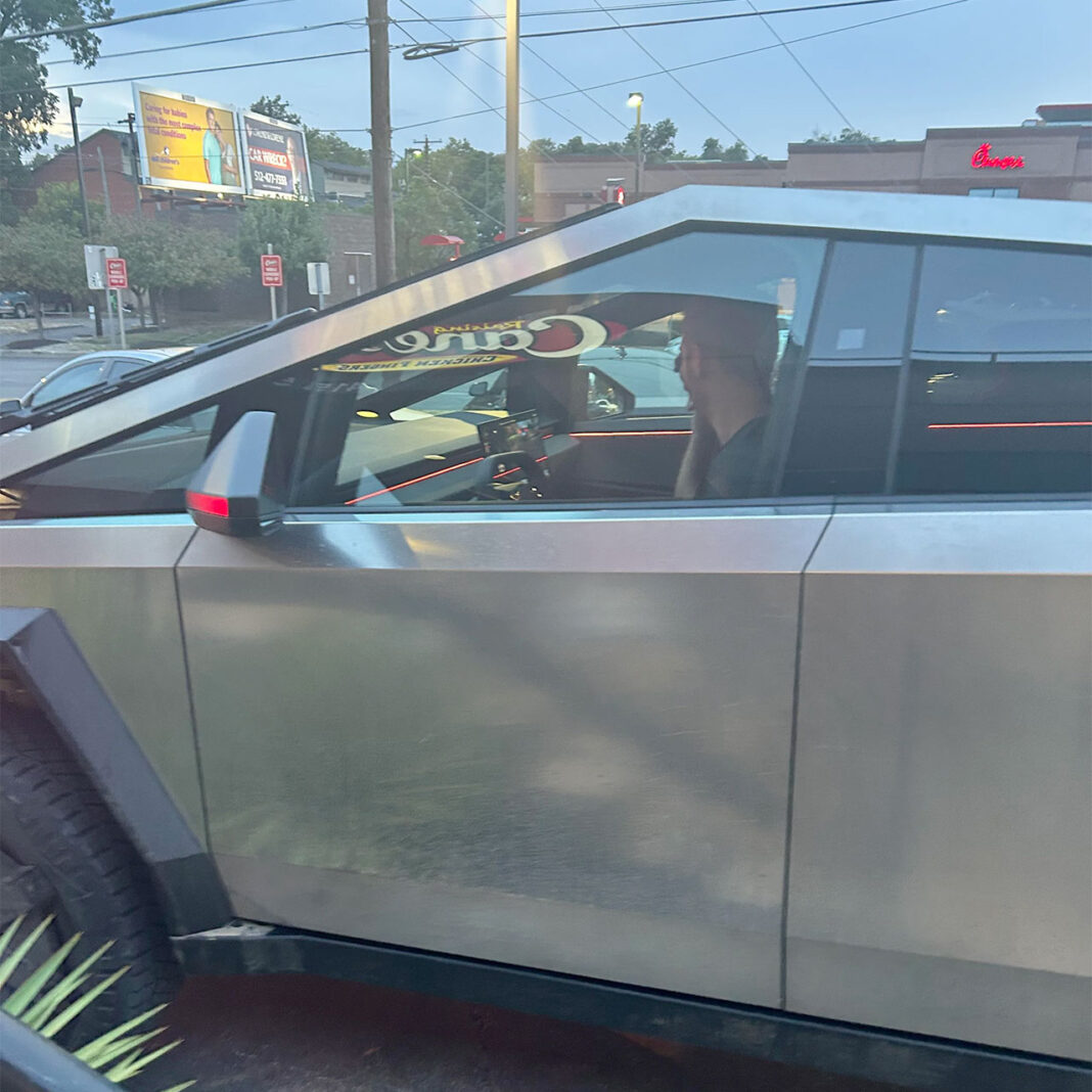Tesla Cybertruck spotted with interior ambient lighting and front ...