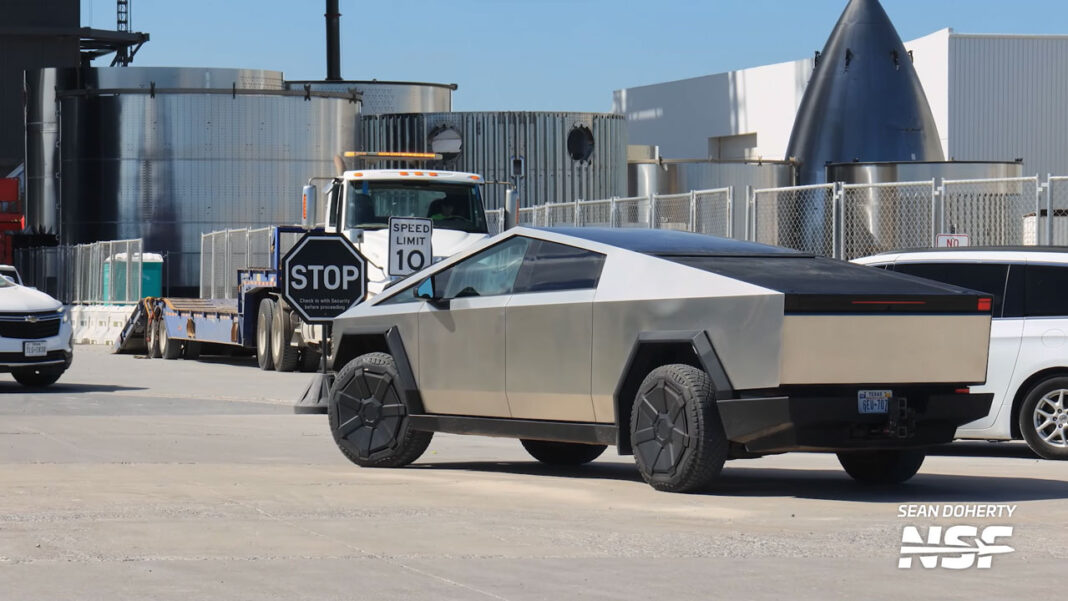 Watch a Tesla Cybertruck working at SpaceX Starbase — towing Starship ...