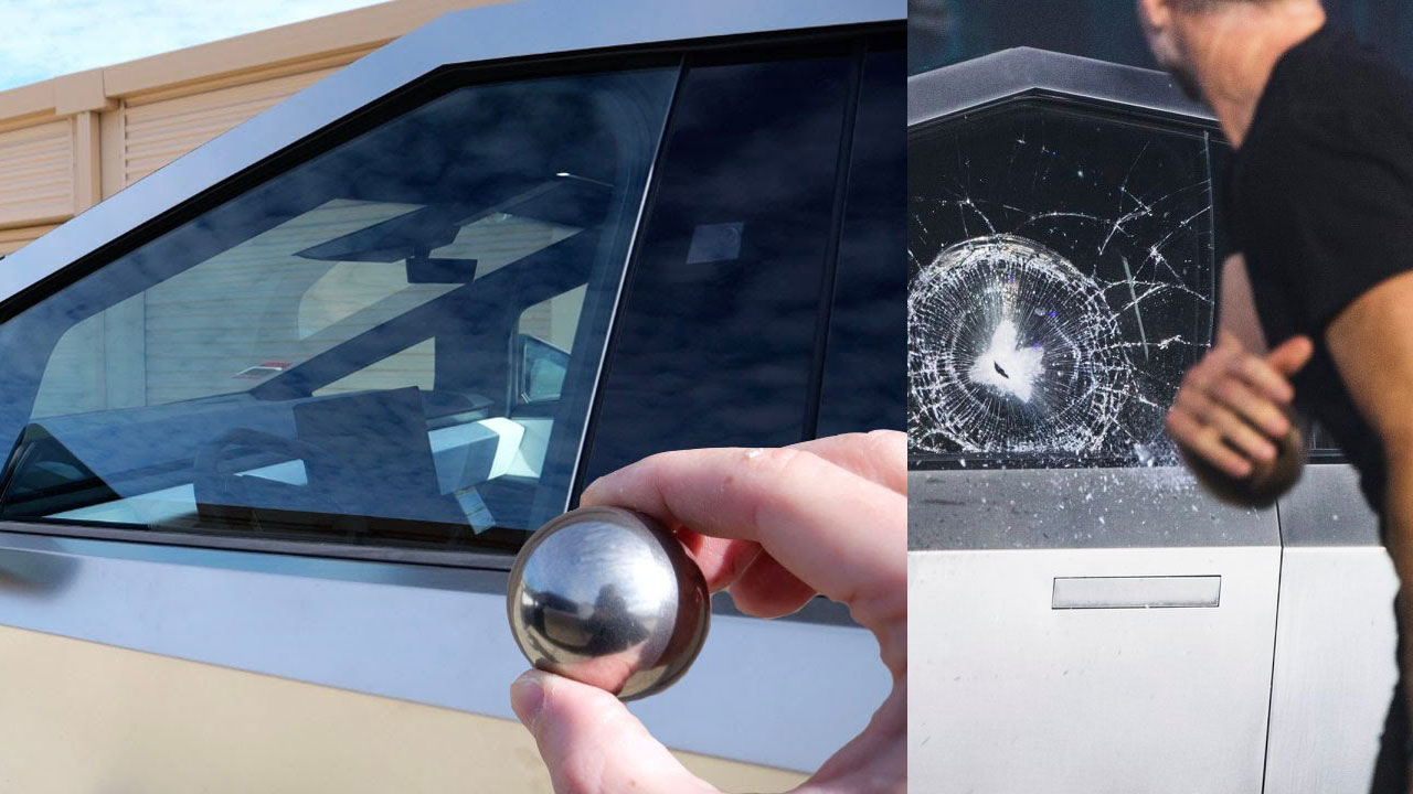 Watch if the Cybertruck glass shatters in the steel ball test this time ...