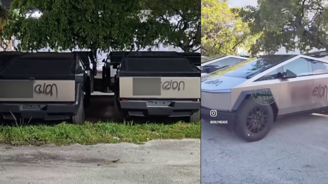 Vandalized Cybertrucks in Florida have been cleaned off of graffiti ...
