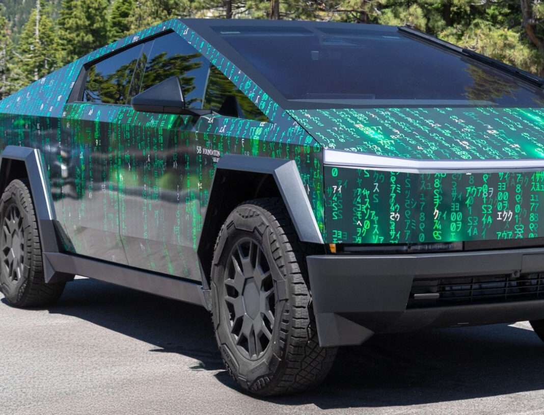 Just look at this awesome Cybertruck wrapped in Matrix code, owner shares the cost and details ...