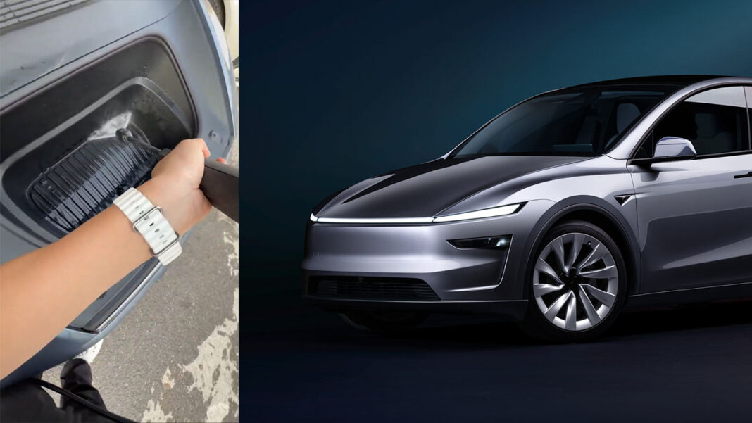 Tesla Model Y Juniper's frunk is easy to wash and drain after use ...