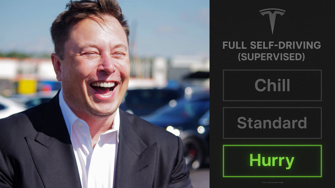 Elon Musk suggests new names for the Tesla FSD 'Hurry' mode - Tesla Oracle