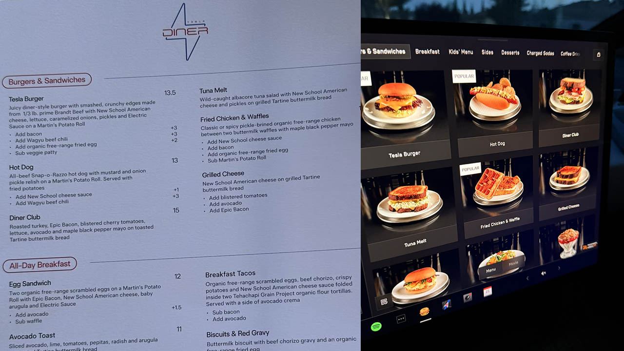 Here's the Tesla Diner menu with prices, you can pre-order food from ...