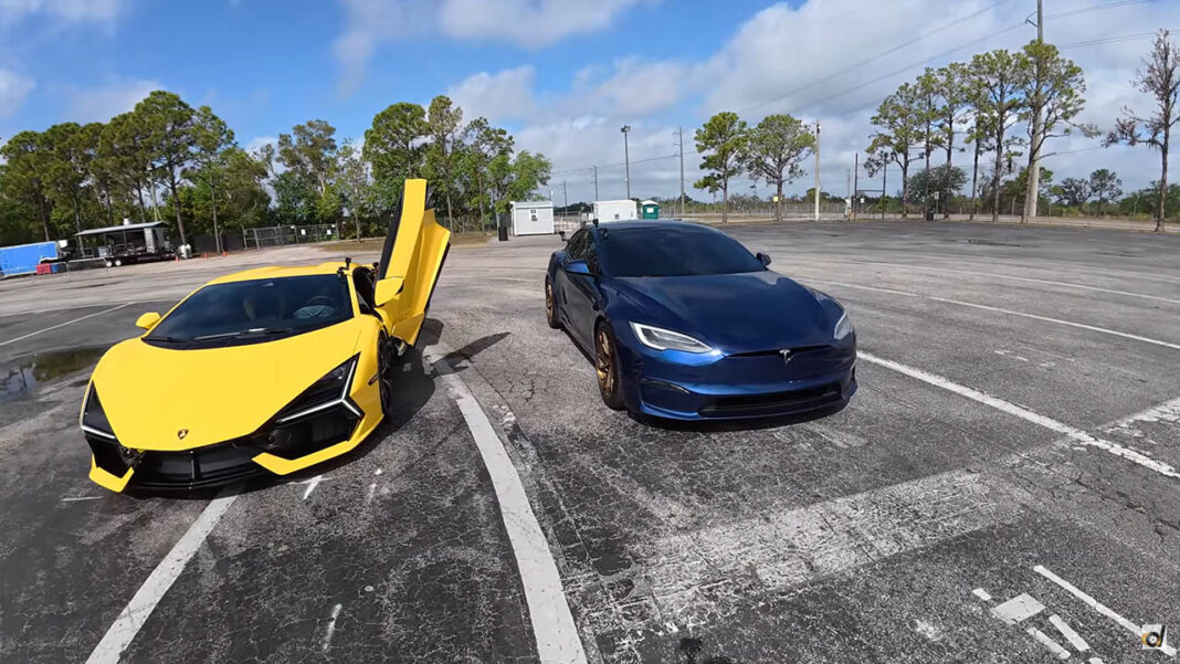 Tesla Plaid vs Lamborghini Revuelto — results of a 1,000 hp drag racing ...