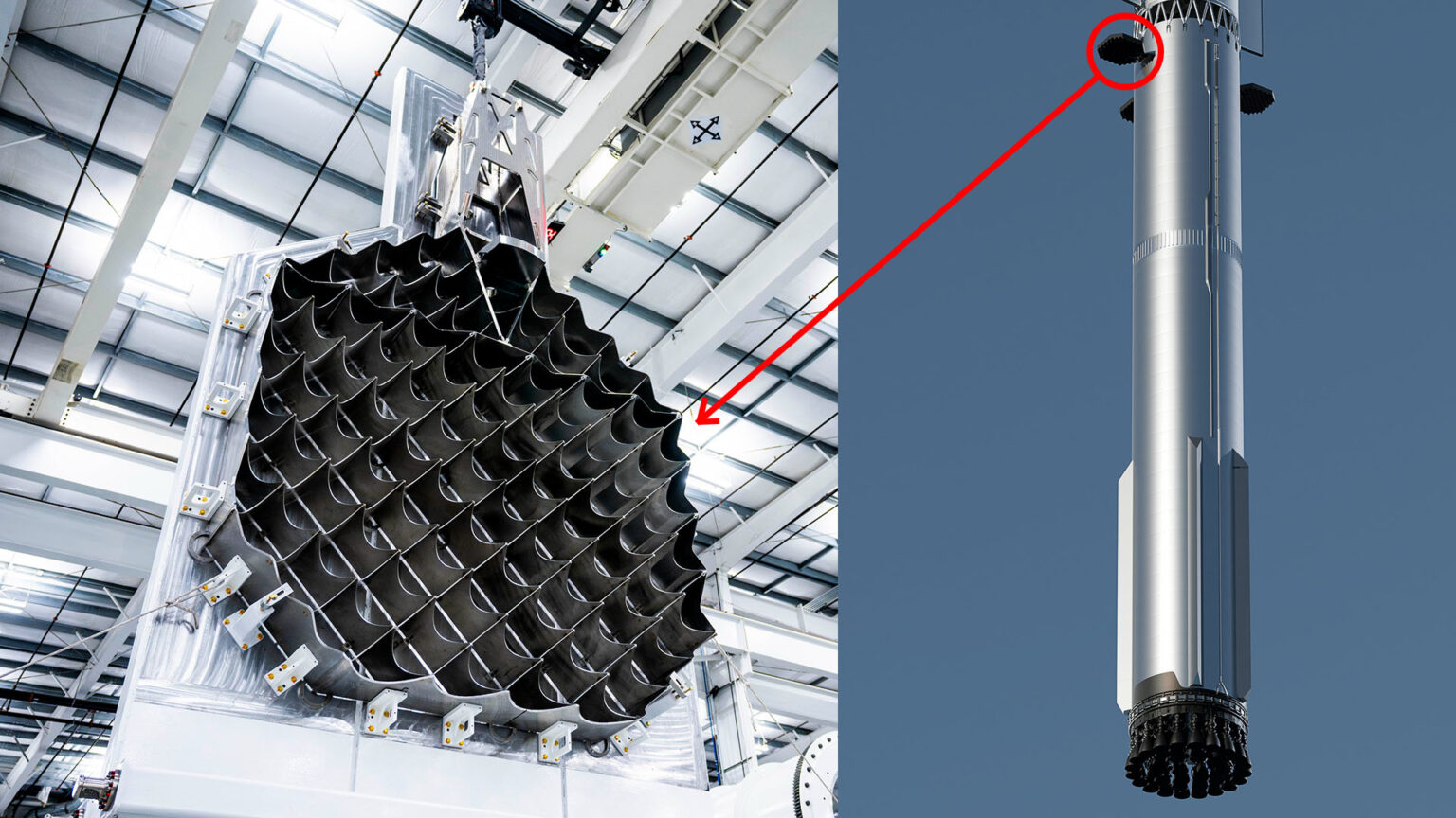 SpaceX reveals grid fins of the next-gen Starship Super Heavy booster ...