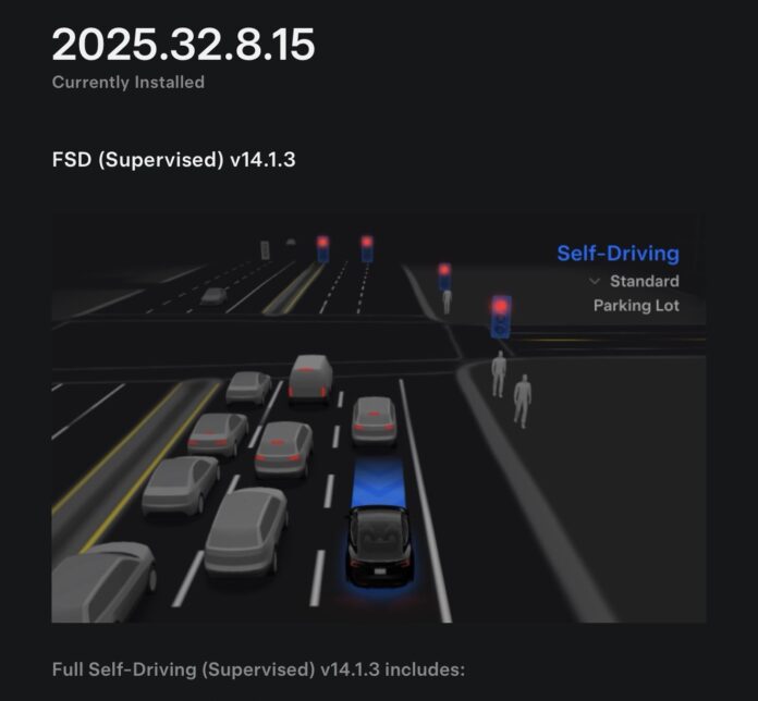 General Tesla owners start getting the FSD v14.1.3 (2025.32.8.15 ...