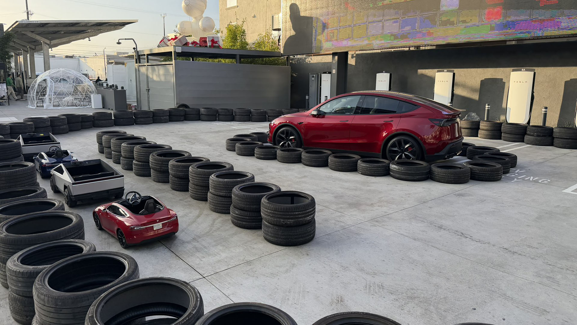 Tesla Diner gets a mini racetrack for kids, a Holiday Market for merch ...