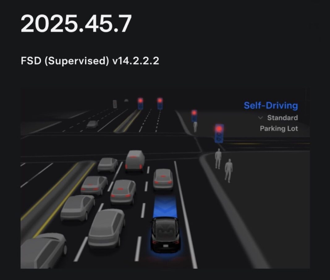 Tesla rolls out FSD v14.2.2.2 (2025.45.7) soon after the v14.2.2 (2025. ...